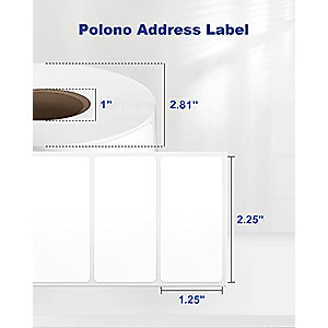POLONO Shipping Label Printer, 4x6 Thermal Label Printer for Shipping Packages, Commercial Direct Thermal Label Maker, 2.25”x1.25” Direct Thermal Label (1000 Labels, White
