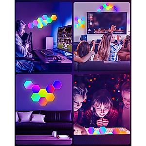 NIUCOO 8 Pack Hexagon Led Lights Wall Panels: RGB Gaming Lights with APP Smart Modular Panel Hex Tiles Push Glide Expansion Shapes Lights
