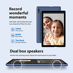 YOTOPT Android 12 Tablet, 10 inch Tablets 4GB RAM, 64GB ROM 1TB Expand, Android Tablet IPS HD Touch Screen, Dual Camera, Bluetooth, Parent Control, WiFi Tablet, Blue