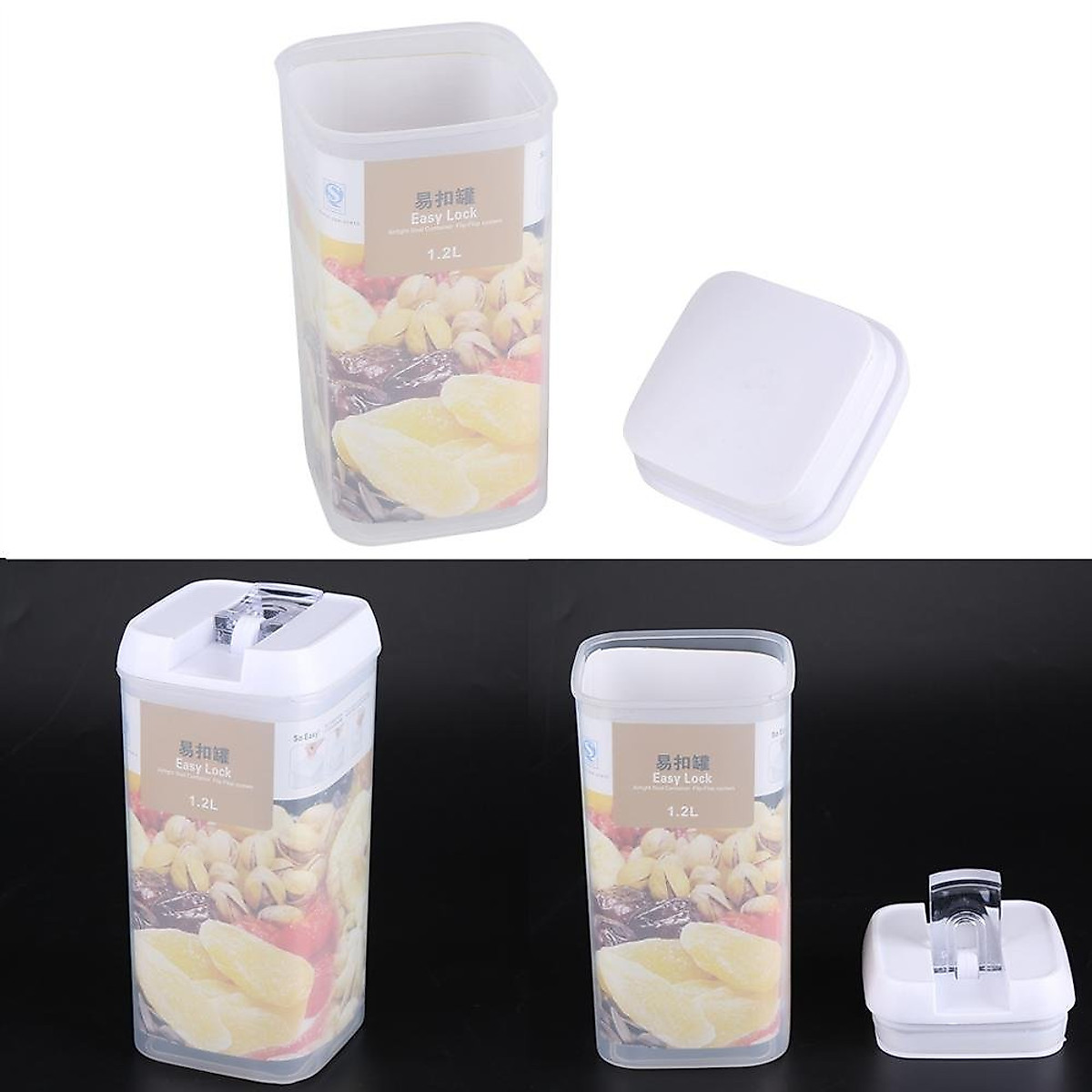 Food storage containers with lids airtight, Plastic Cereal Container Cereal Dispensers for Kitchen Organization and Storage(L)