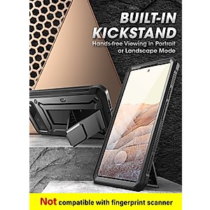 SUPCASE Unicorn Beetle Pro Series Case for Google Pixel 6 (2021 Release), Full-Body Rugged Belt-Clip & Kickstand Case with Built-in Screen Protector (Black)