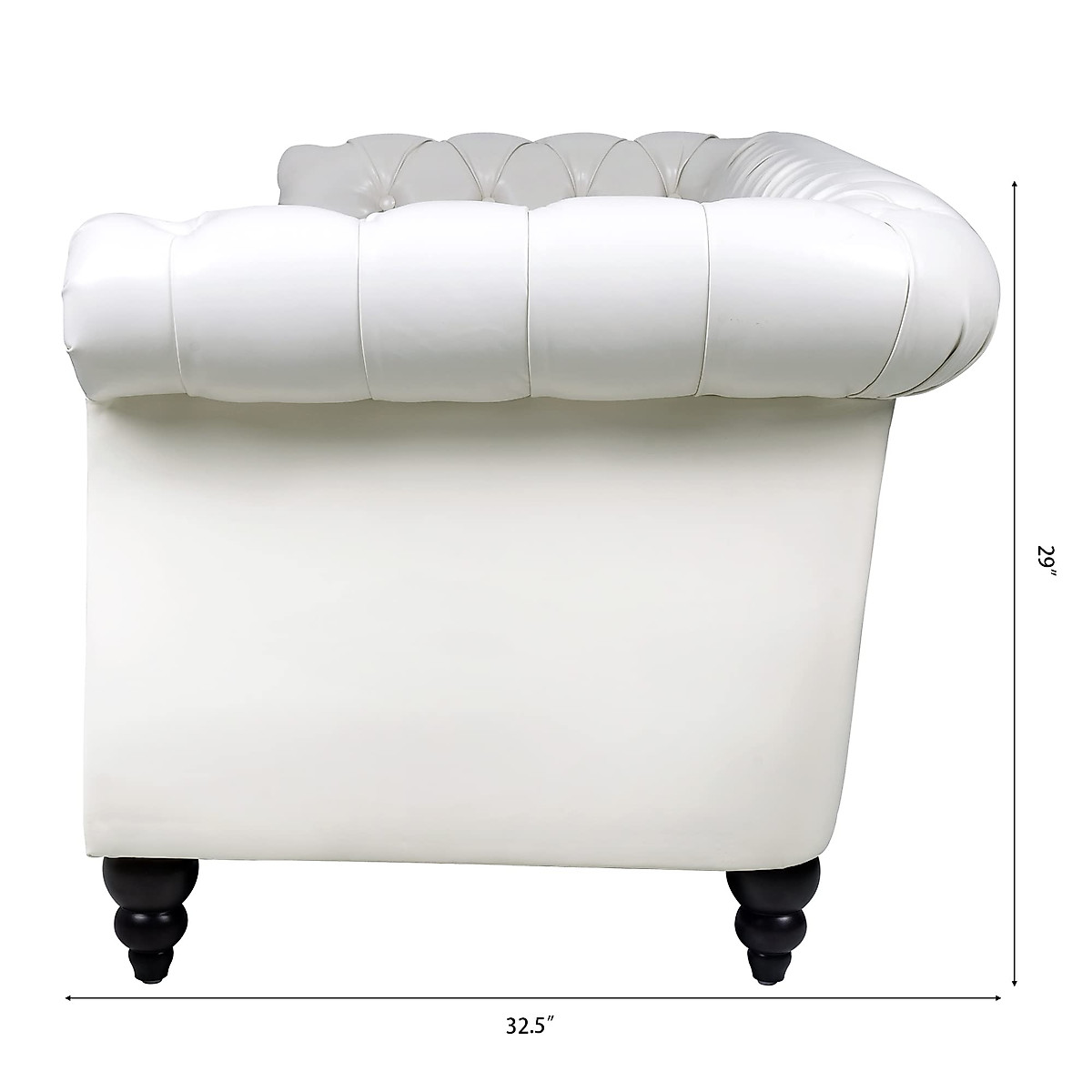 LEVNARY Chesterfield Sofa, Classic Tufted Upholstered Leather Couch, Modern 3 Seater Couch Furniture with Tufted Back for Living Room Office (Cream White)