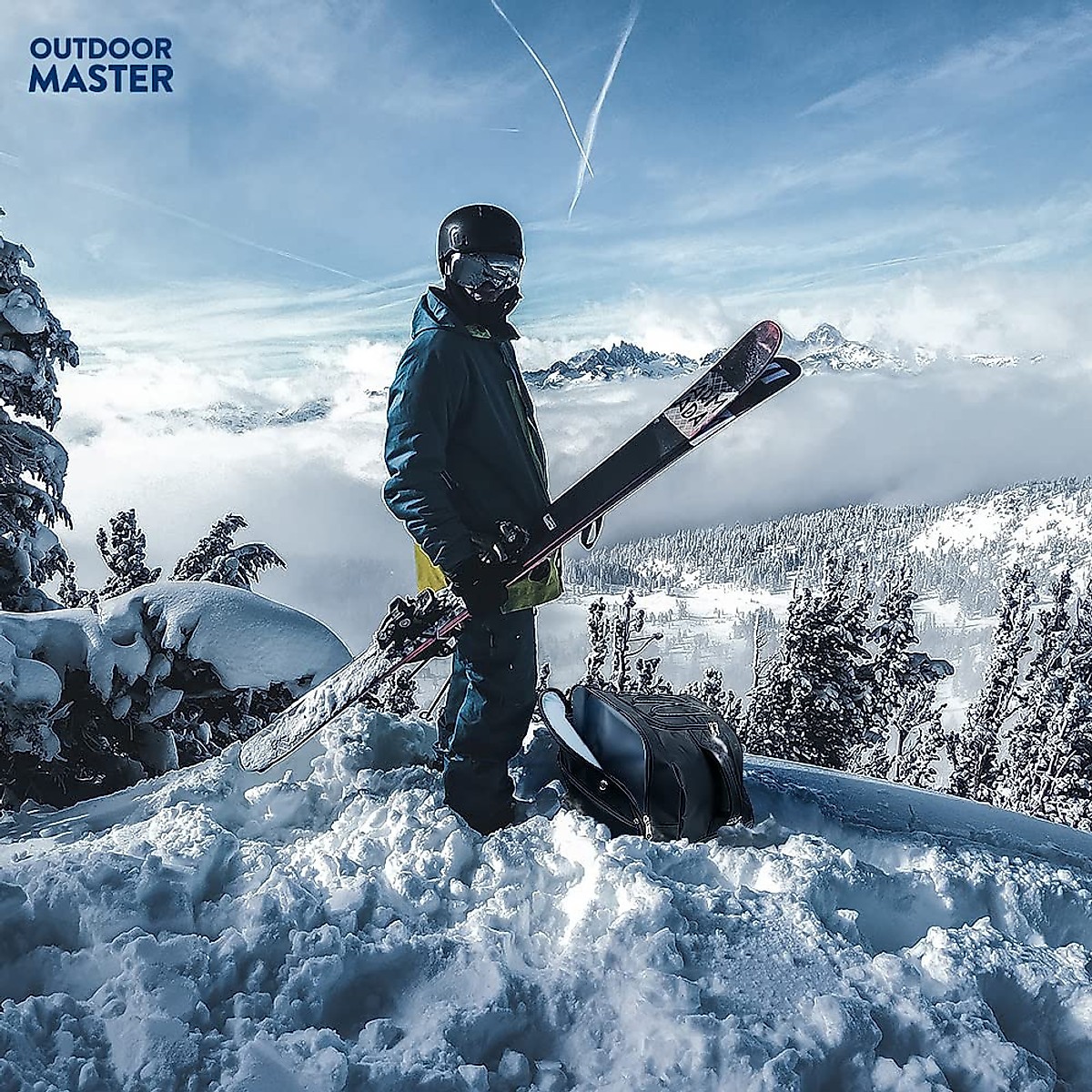 OutdoorMaster Boot Bag POLAR BEAR - 50L Ski Boots and Snowboard Boots Bag, Excellent for Travel with Waterproof Exterior & Bottom - for Men, Women and Youth - Black