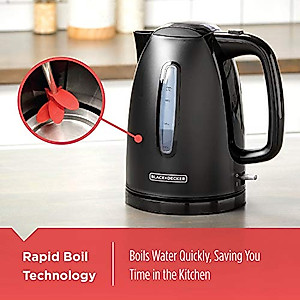 BLACK+DECKER KE1500B 1.7L Rapid Boil Electric Cordless Kettle, Black