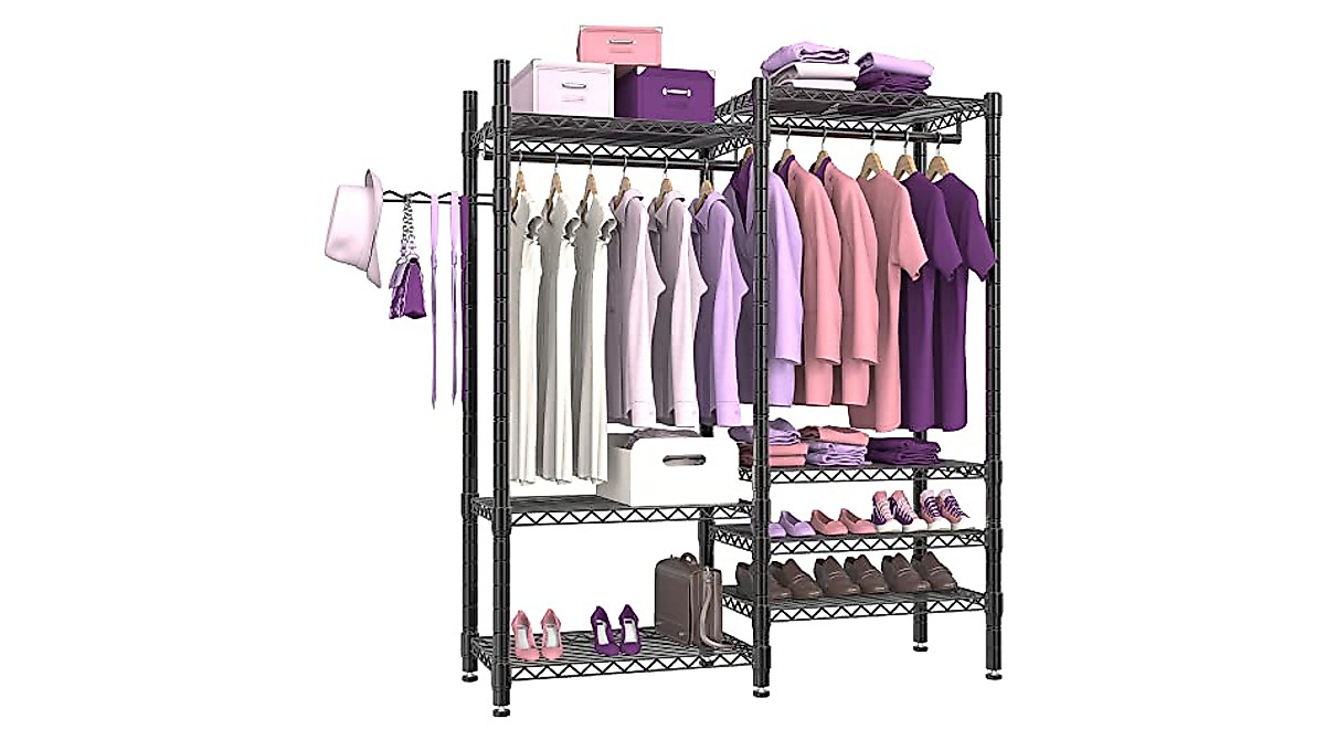 Heavy Duty Garment Rack - Adjustable Clothing Storage Solution