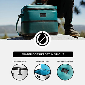 Igloo Reactor Portable 18 Can Soft Sided Insulated Leakproof Waterproof Zipper Cooler Bag with Shoulder Strap for Hiking, Camping, Fishing, & Picnic, Gray Asphalt