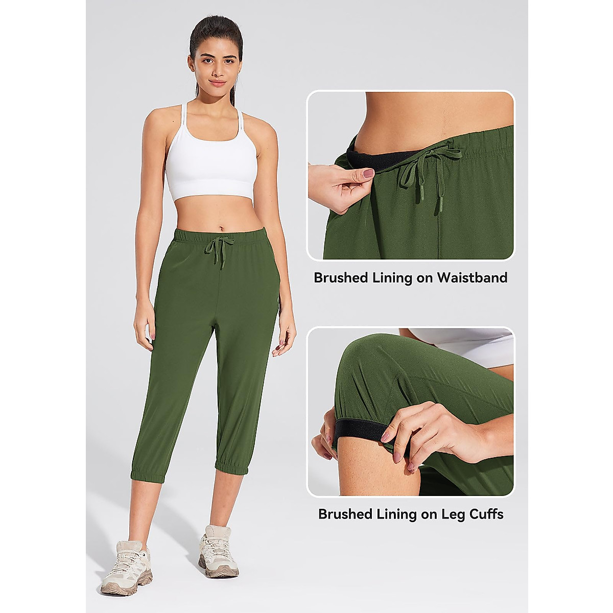 BALEAF Women's Lightweight Capris Joggers Running Hiking Shorts Quick Dry Sun Protection Pockets Blue Medium