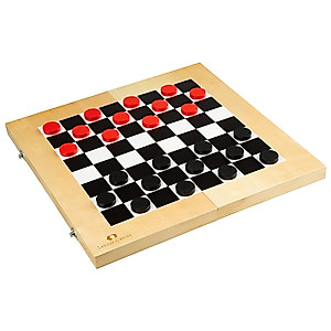 Leksak Games 16'' Wooden Chess Checkers Backgammon Set - 3 in 1 Board Games - Portable Travel Case Folding Board - Beginner Chess Set for Kids and Adults - 30 Checkers Pieces