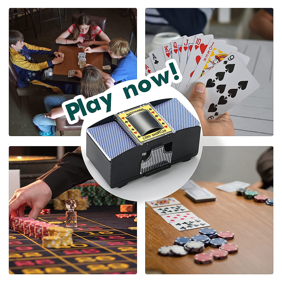 NOLIE Automatic Card Shuffler of Playing Card, UNO, Texas Hold'em, Poker, Home Card Games, Blackjack, Battery Operated Electric Poker Shuffling Machine