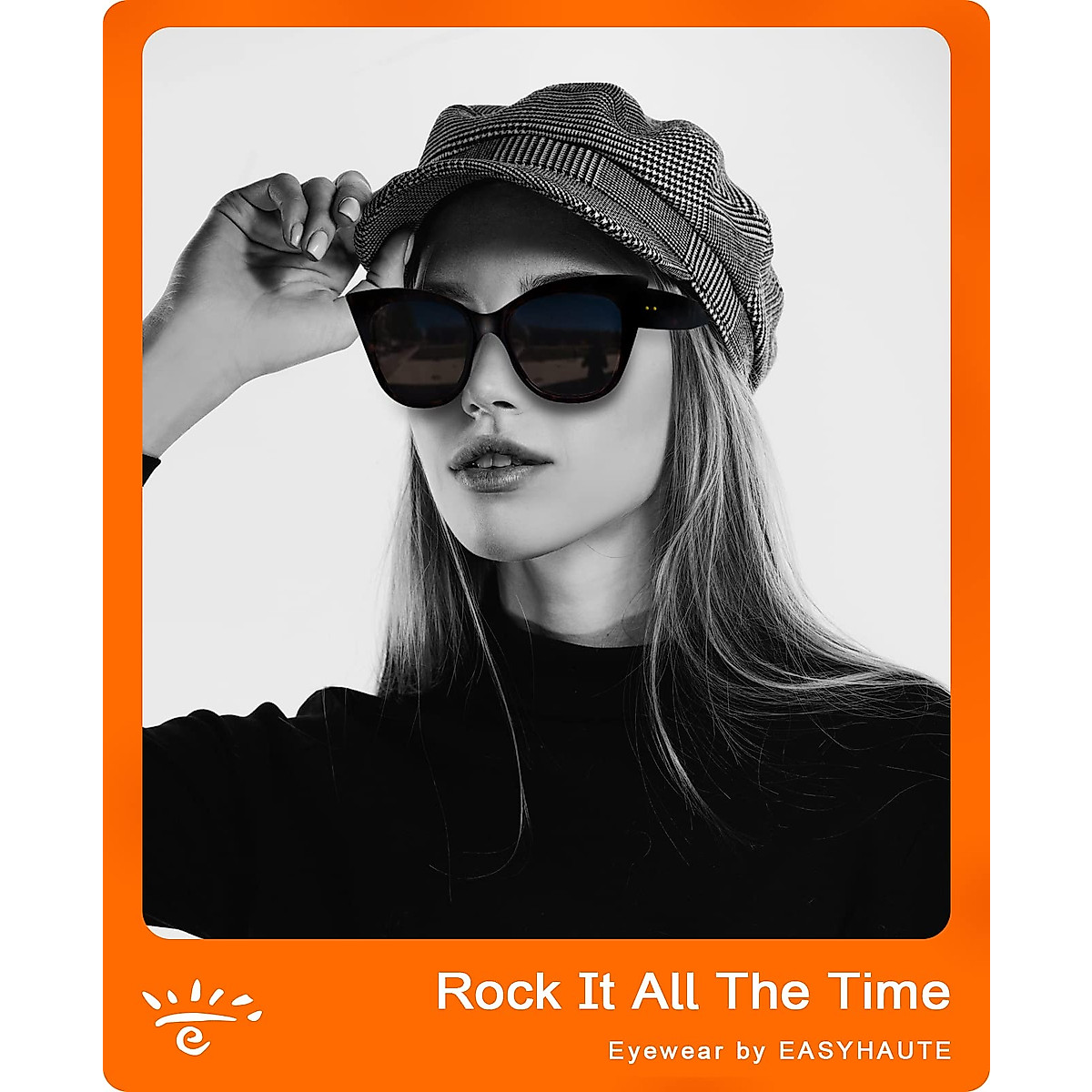 EASYHAUTE Cat Eye Sunglasses for Women, Premium Retro Sun Glasses Fashion Style with UV400 Protection, Trendy Frame (Black/Tortoise)