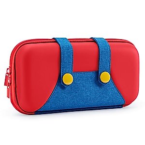 FUNLAB Switch Case Compatible with Switch/Switch OLED, Cute Portable Switch Carrying Case with 10 Game Holders - Red