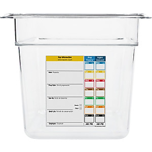 Carlisle FoodService Products Storplus Permalabel Food Storage Container Food Pan with Integrated Label for Kitchen and Restaurant, Polycarbonate, 1/3 Size 6 Inches Deep, Clear - (Pack of 6)