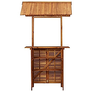 vidaXL Solid Acacia Wood Patio Bar Table with Rooftop Rustic Garden Outdoor Furniture Bistro Swimming Pool Party Breakfast High Table