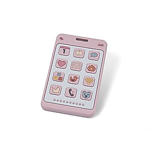 Soft Silicone Phone Shape Teether Boys Girls Baby Molar Teether Chew Toys, Teething Toy (Pink)
