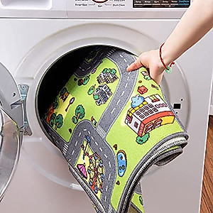 Maxsoft Kids Rug, Car Carpet Play Mat for Kids, City Road Rug for Boys Toddler, Children Educational Road Traffic System Playmat for Playroom Track Game Safe Area(3 x 5 Feet)