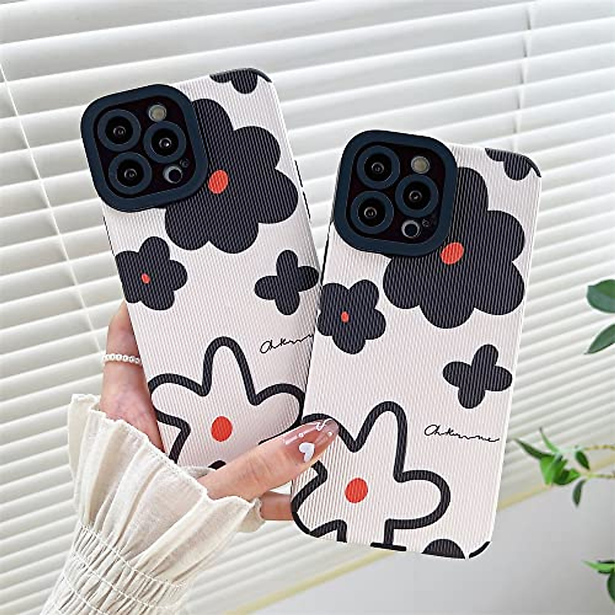 Phone Case Compaitble with iPhone 13 Pro Max Cover Fashion Cute Flower Pattern Design Silicone Protective Cases for Apple iPhone 13 Pro Max - White