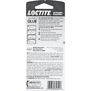 Loctite Super Glue Ultra Gel Control, Clear Superglue for Plastic, Wood, Metal, Crafts, & Repair, Cyanoacrylate Adhesive Instant Glue, Quick Dry - 0.14 fl oz Bottle, Pack of 1