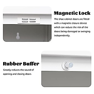 Omethey Shoe Cabinet with 3 Flip Drawers, Metal Shoe Storage for Entryway, Wall-Mounted/Floor Mount Shoe Cabinet, Metal Legs-Great for Sneakers, Heels, Boots and Plus Size Shoes (White)