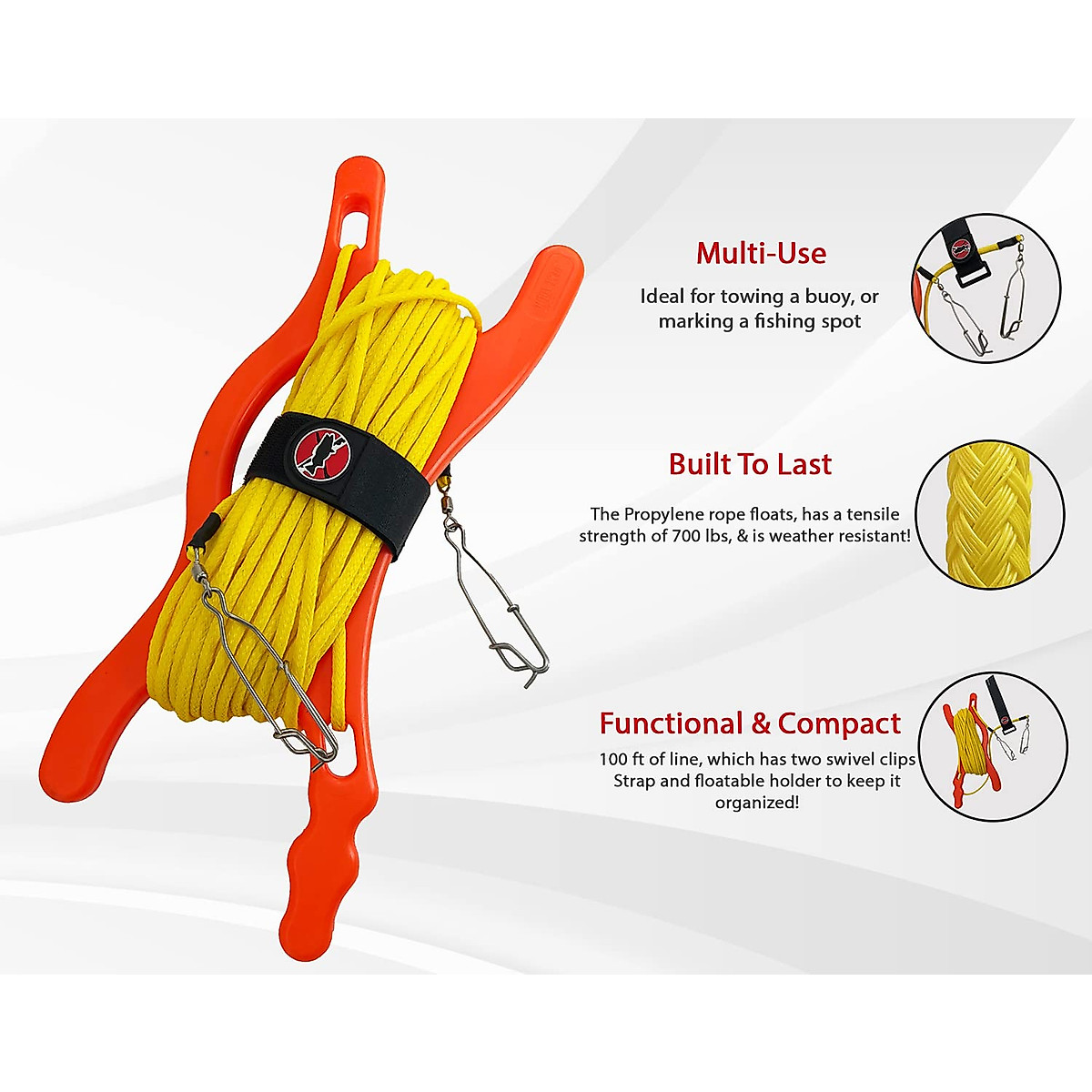Float Line with Winder for Boating, Towing a Float or Buoy while Spearfishing Snorkeling and SCUBA