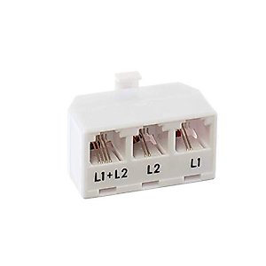 1 Pack, White - 2 Line Phone Splitter - 3 Way Telephone Line Splitter (Line 1, Line 2, and Twin Line) - Dual Line Telephone Splitter with RJ11 Keystone Jack - Phone Line Adapter - 1 Piece, White