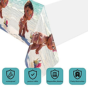 GANKTOWCOY 3 Pieces Moana Tablecloths Moana Table Moana Plastic Table Covers for Immerse Yourself in The Enchanting World of Moana Birthday Party Decoration Supplies