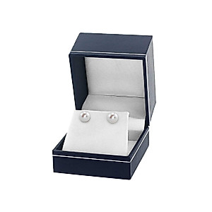 THE PEARL SOURCE 14K Gold 8-9mm Round White Freshwater Cultured Pearl Stud Earrings for Women