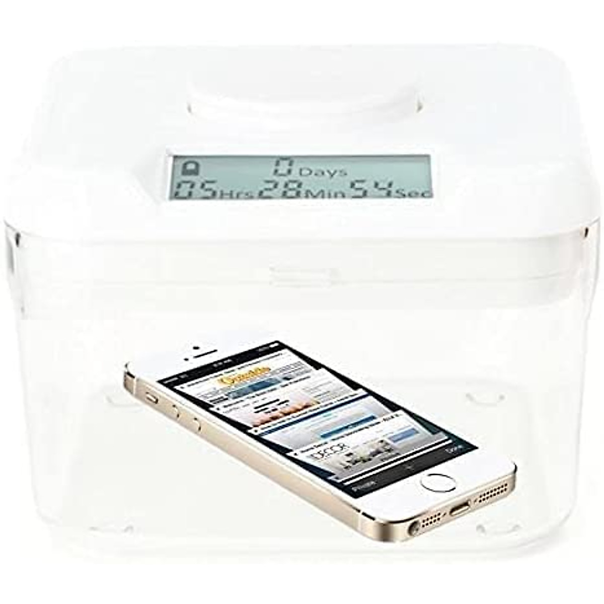 KSafe Timer Lock Box for Phones, Snacks & Medications - Cell Phone Jail & Food Safe with Timer - Time Locking Container for Better Habits & Addiction Management (Mini, White Lid + 3.0” Clear Base)