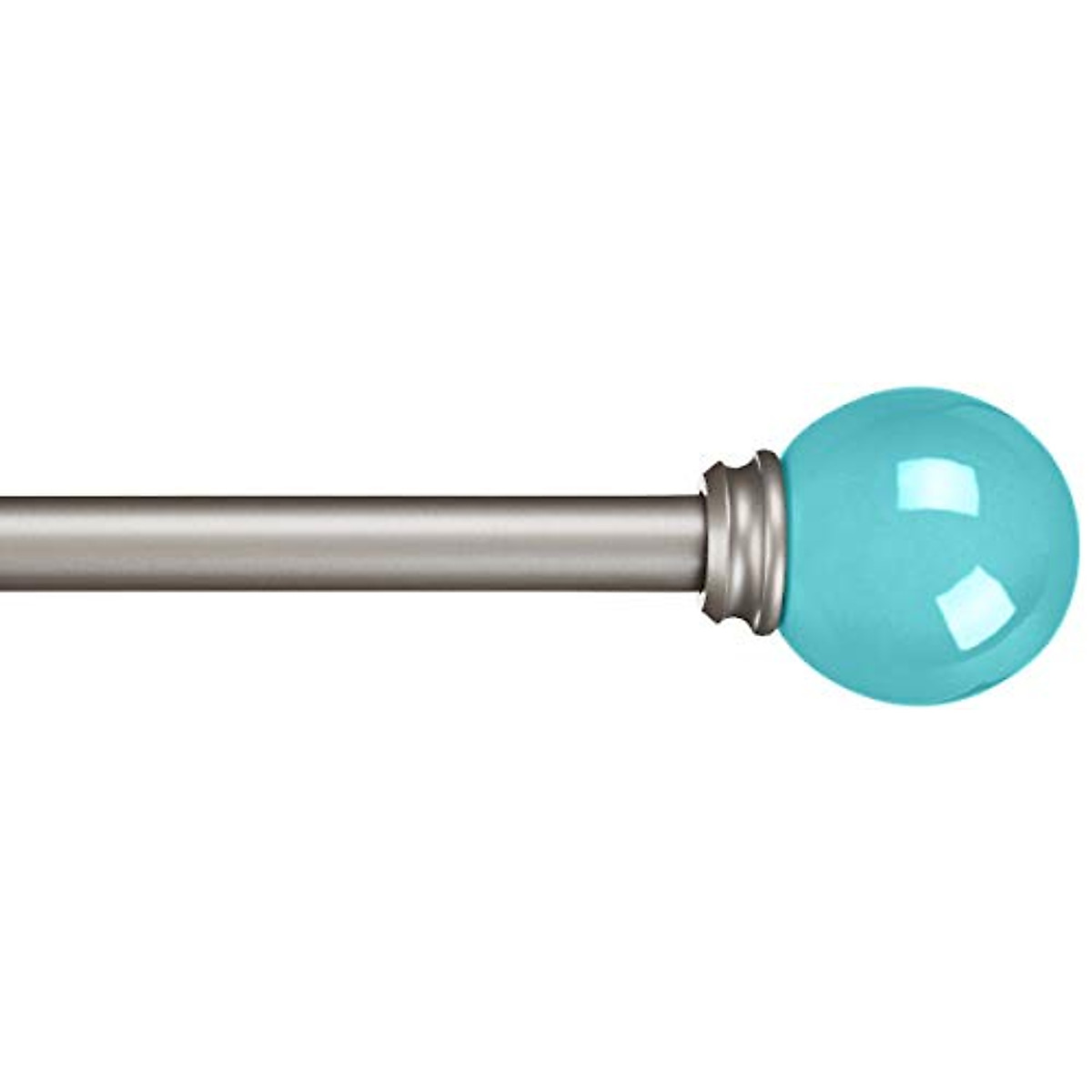 Amazon Basics Decorative 5/8" Curtain Rod with Round Finials, 48"-86", Turquoise Blue