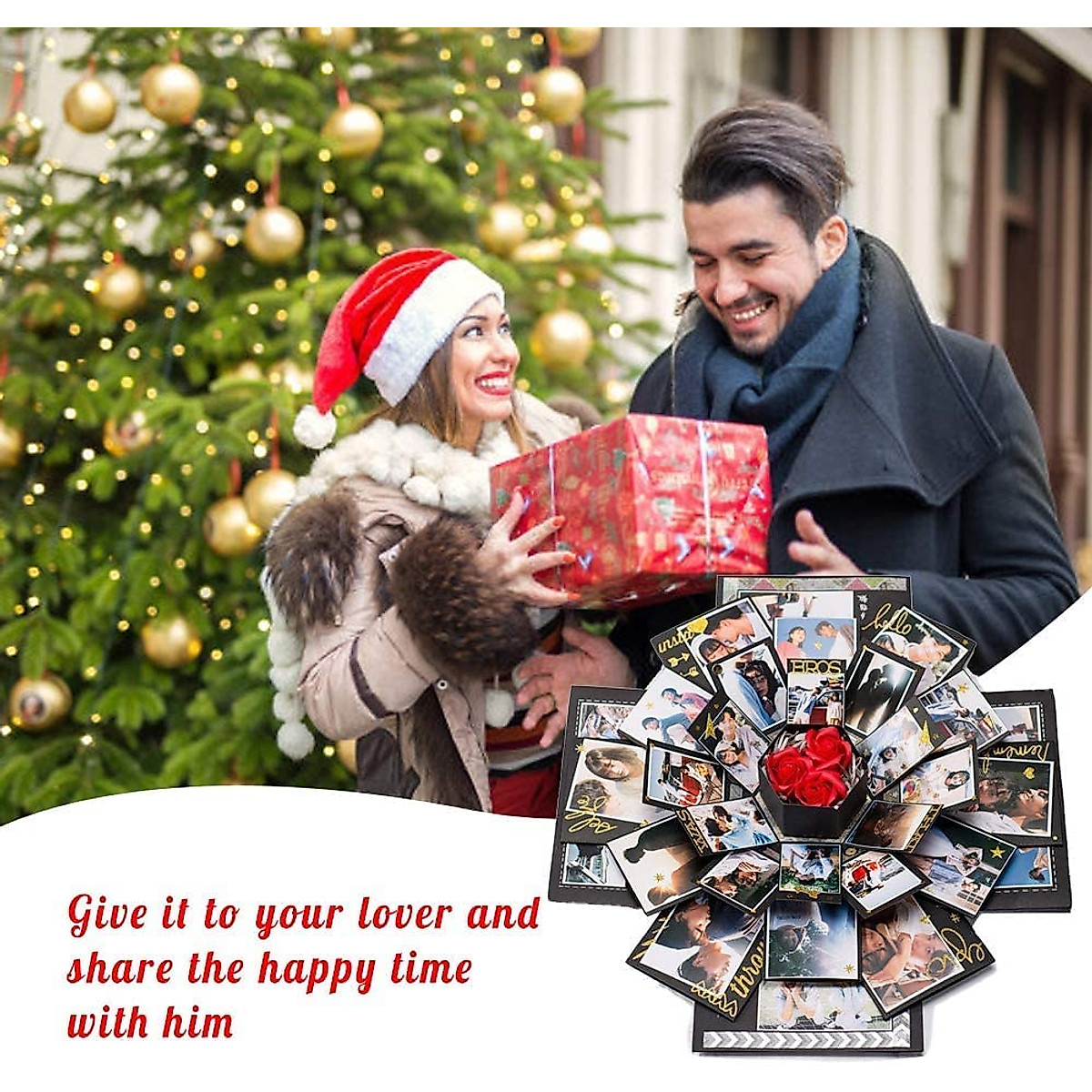 Explosion Gift Box - Photo Box, A Creative Six-sided Gift Box. Love Memory DIY Handmade Photo Album Scrapbook, A Surprising Birthday Gift, Ideal for Weddings, Christmas or Valentine's Day