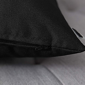 MIULEE Pack of 2 Decorative Outdoor Waterproof Pillow Covers Square Garden Cushion Sham Throw Pillowcase Shell for Spring Patio Tent Couch 18x18 Inch Black