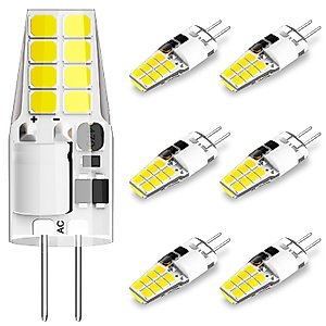 DUMILOO G4 LED Bulb T3 JC Bi-Pin Base 3W AC/DC 12V Daylight White 6000K 20W-25W Halogen Bulb Replacement for Under Cabinet Puck Light, Chandelier, RV, Landscape Lighting (6 Pack)