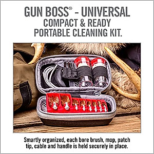 Real Avid Gun Boss Universal Cable 17-Piece Multi Caliber Gun Cleaning Kit for 12 & 20 gauge shotguns, .17 - .45 cal Hunting Rifles & Handguns Complete Gun Cleaning System w/ Compact Zippered Case