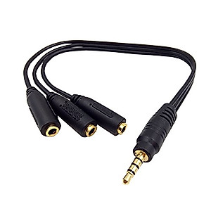 3.5mm Stereo Audio Splitter Cable Qaoquda 1FT Gold Plated 3.5mm (1/8") TRRS Stereo Plug Male to 3 x 1/8" 3.5mm Stereo Jack Female 1 Input 3 Output Stereo Audio AUX Splitter Cable(1M/3F)