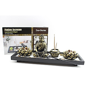 We pay your sales tax Feng Shui Tabletop Zen Garden Buddha Rock Rake Sand Candle Incense Burner Home Decor Gift (KT00034)