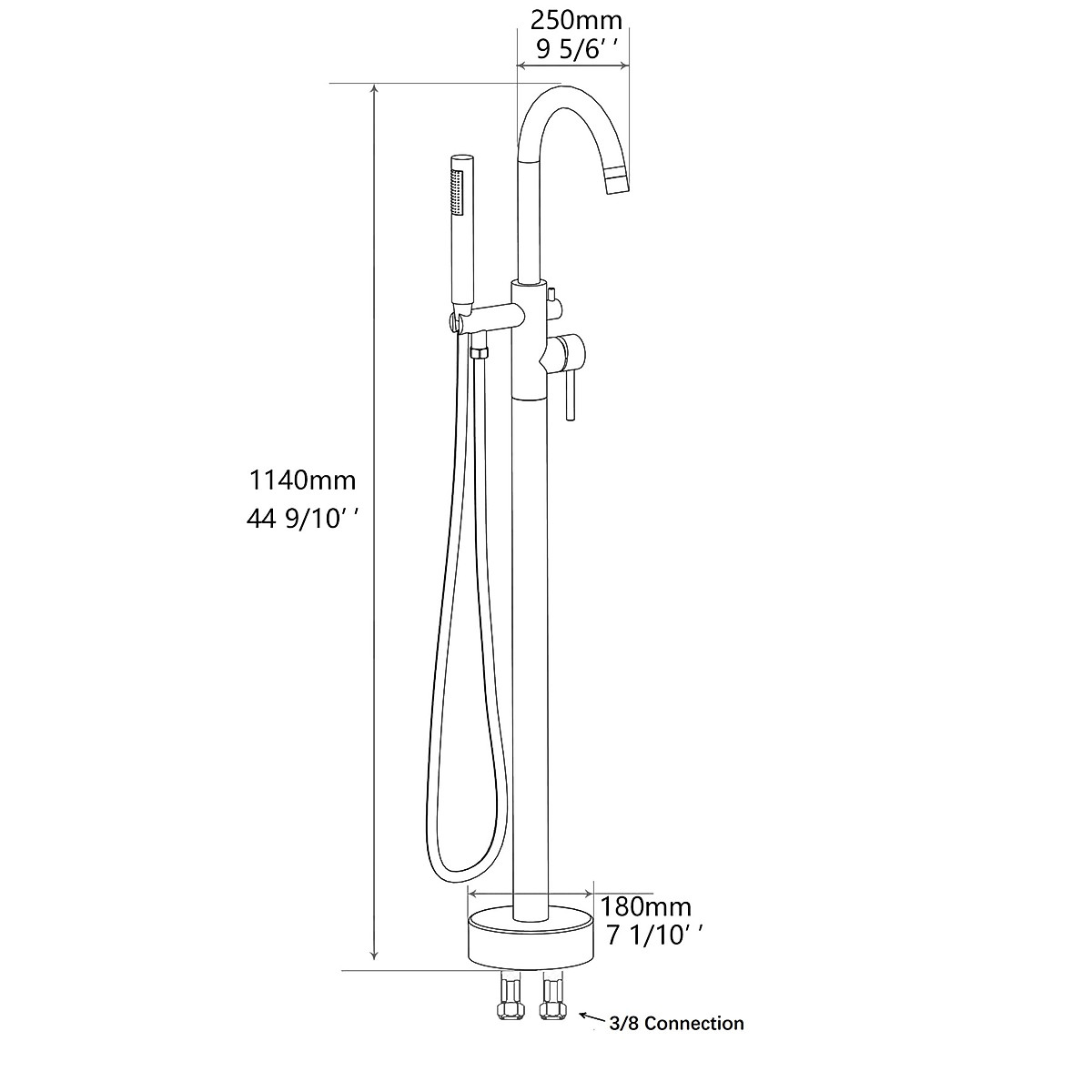 Freestanding Bathtub Faucet with Hand Shower