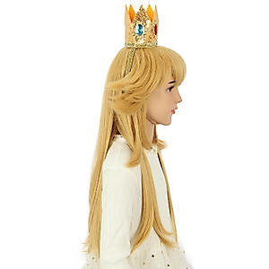 karlery Kids Girls Long Golden Princess Costume Wig with Crown Halloween Cosplay Party Wig