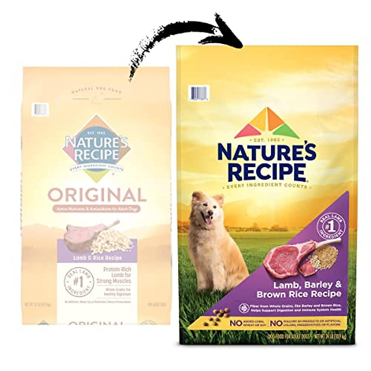 Nature’s Recipe Original Dry Dog Food for Adult Dogs, Lamb & Rice Recipe, 24 lb Bag