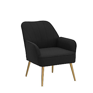 HANLIVES Accent Chair Set of 2,Modern Mid Century Velvet Sherpa Armchair,Comfy Arm Chair for Living Room Bedroom Office Waiting Room,Barrel Chairs(Black*2)
