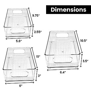 RedSodium Freezer,Refrigerator Fridge Bins in 3 sizes - 6pack