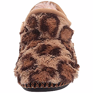 Dearfoams unisex child Charlotte Furry Bootie Slipper, Leopard, 13 Big Kid US