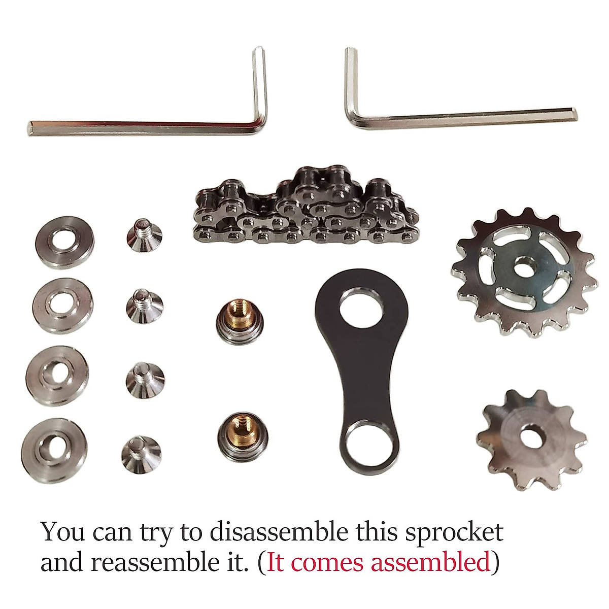 Bitopbi Sprocket Fidgets Chain Stainless Steel Fidget Cube Gears Linkage Bike Chain Novelty Fidget Block Kinetic Desk Toy Metal EDC Focus Meditation Break Bad Habits ADHD (Gunmetal)