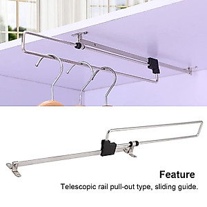 Clothes Rod for Closet Adjustable Retractable Closet Pull Out Rod Valet Rod Extending Rail Pull Out Hanger Closet Valet Rod Rail Sliding Telescopic Clothes Rod for Hanging Clothes(12 Inch/30 cm)