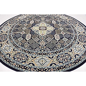 Unique Loom Narenj Collection Area Rug - Liverpool (10'Round, Navy Blue/ Beige)