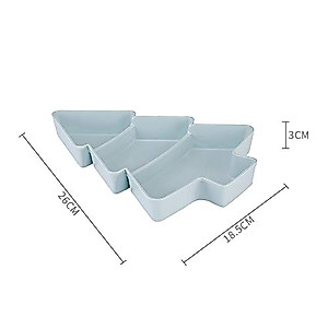 IKAAR Creative Christmas Plate Dessert Plates Serving Dish Plastic Platter Kitchen Dinner Set for Candy Snack Nuts Fruits Tray Blue