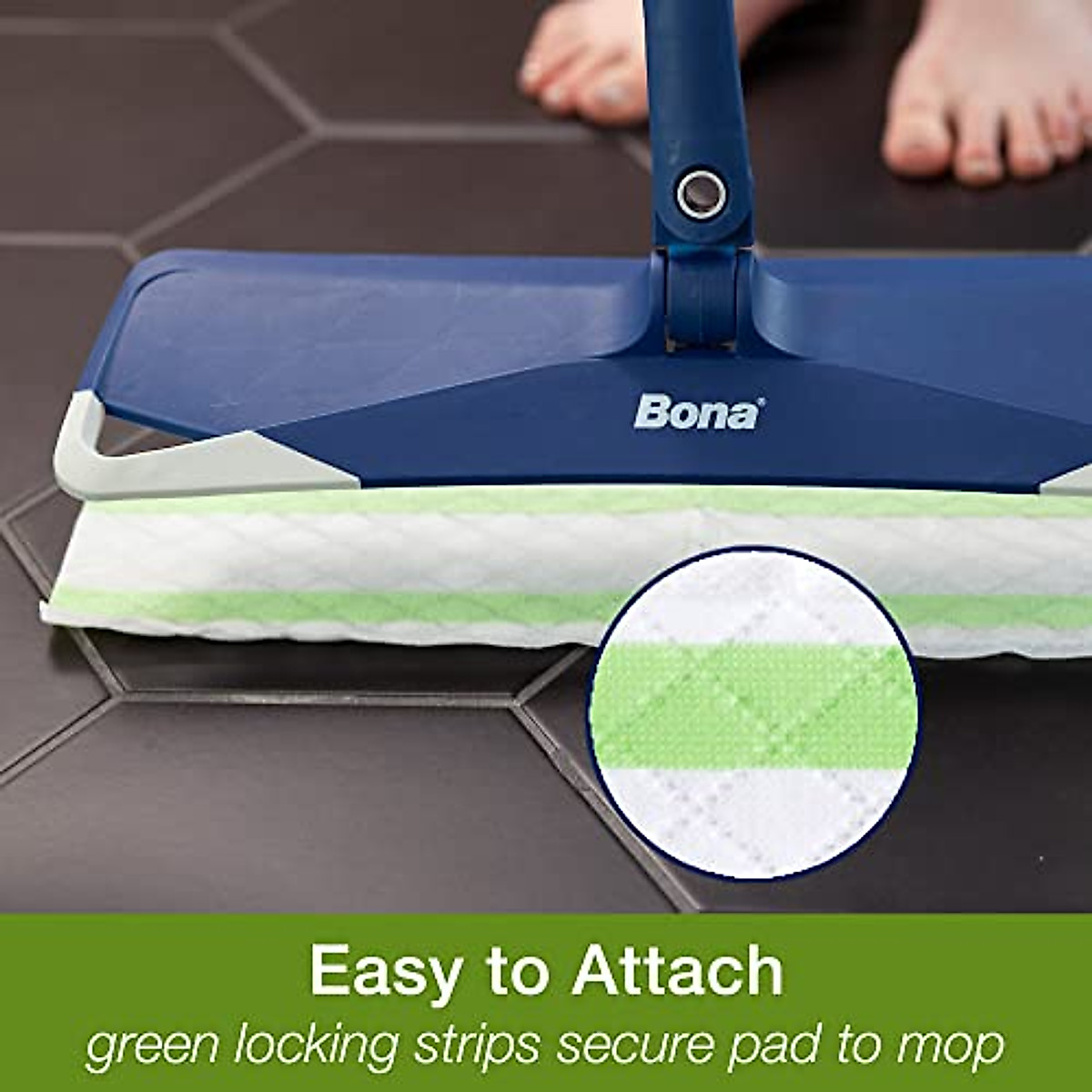 Bona® Disposable Wet Cleaning Pads for Hard-Surface Floors, Lemon Mint Scent 12 Count (Pack of 1)