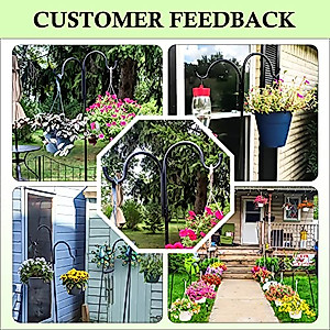 KENNEDICH Double Shepherds Hooks 2 Pack Bird Feeder Holder 63"/47"/32" Adjustable, Heavy Duty Outdoor Hummingbird Feeder Stand Pole Shepherd Hooks for Hanging Plant Baskets,Lanterns,Wedding Decor