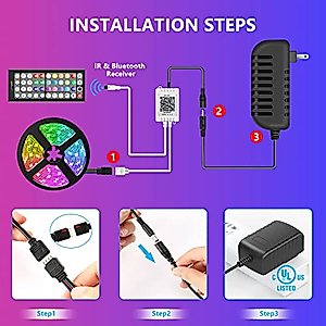 NEXillumi 25ft LED Strip Lights, APP Control Music Sync Color Changing LED Light Strip, SMD 5050 RGB LED Tape Lights with IR Remote (APP+Remote+Mic+3-Button Switch).
