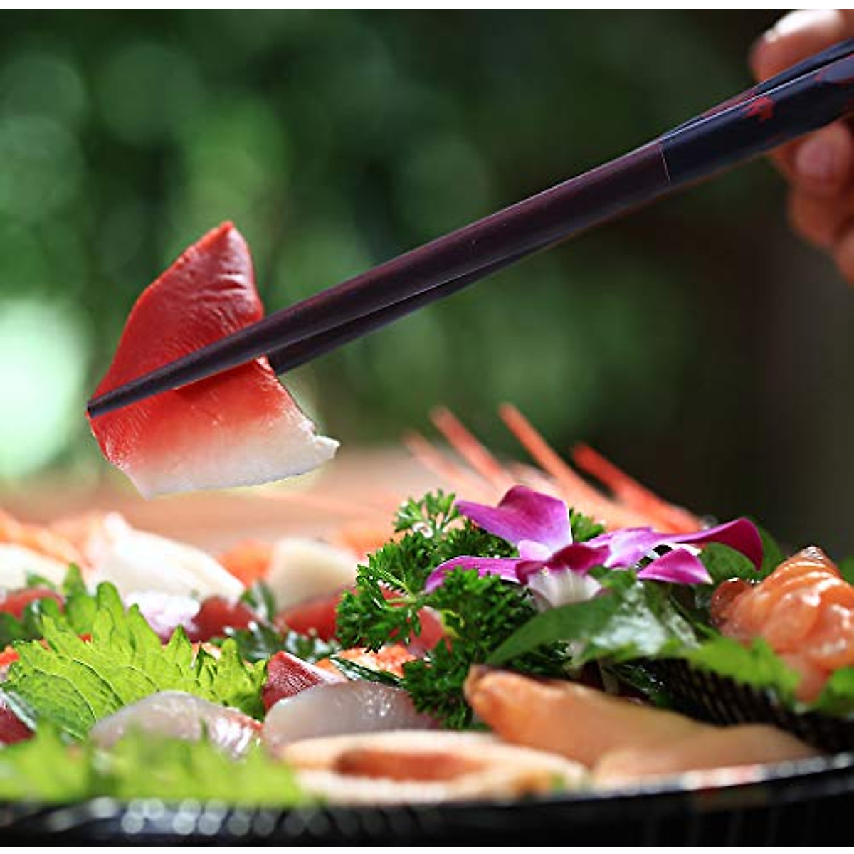 Antner 5 Pairs Hardwood Chopsticks Reusable Japanese Style Natural Wood Chop Stick Hand-Carved Chopstick Gift Set, 9 Inches