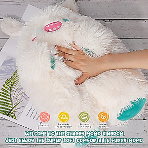 FITNISSFTW Furry Monster Stuffed Animals Plush Toy, 15.7" Faux Fur Pillows Throw Plushie Pillow Doll, Soft White Fluffy Friend Hugging Cushion - Cute Present for Every Age & Occasion