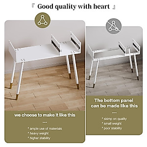 Chrangmay Vanity desk with mirror and lights,Small makeup vanity with 4 drawers,Modern makeup table with Adjustable Cabinet for Bedroom,Makeup Room,Writing Desk,White